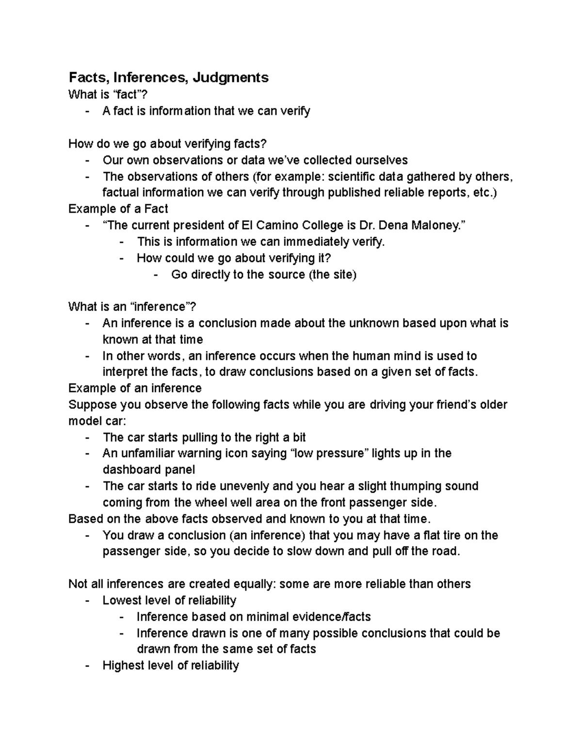 Understanding Facts, Inferences, and Judgments in Analysis - Studocu