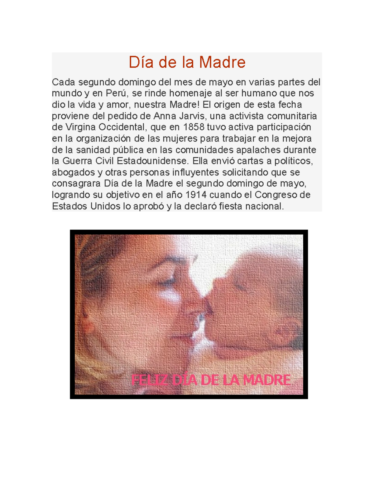 Día de la Madre - Celebración y Origen del Segundo Domingo de Mayo ...