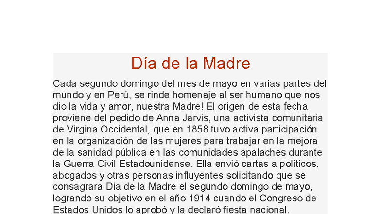 Día de la Madre - Celebración y Origen del Segundo Domingo de Mayo ...