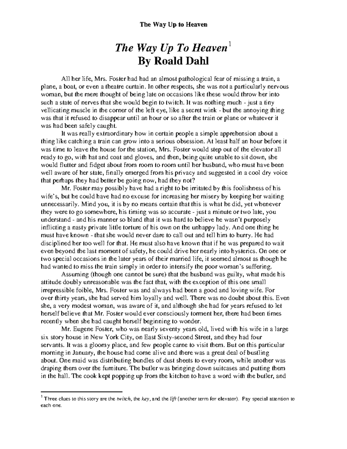 **The Way Up to Heaven: Analysis & Key Themes of Roald Dahl's Story ...