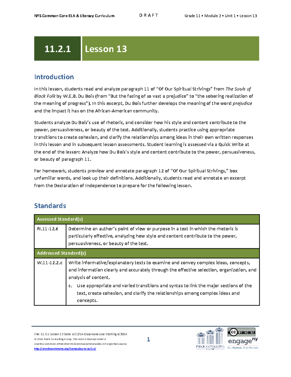 NYS Common Core ELA Grade 11 Module 2 Unit 1 Lesson 13 Analysis of Du ...