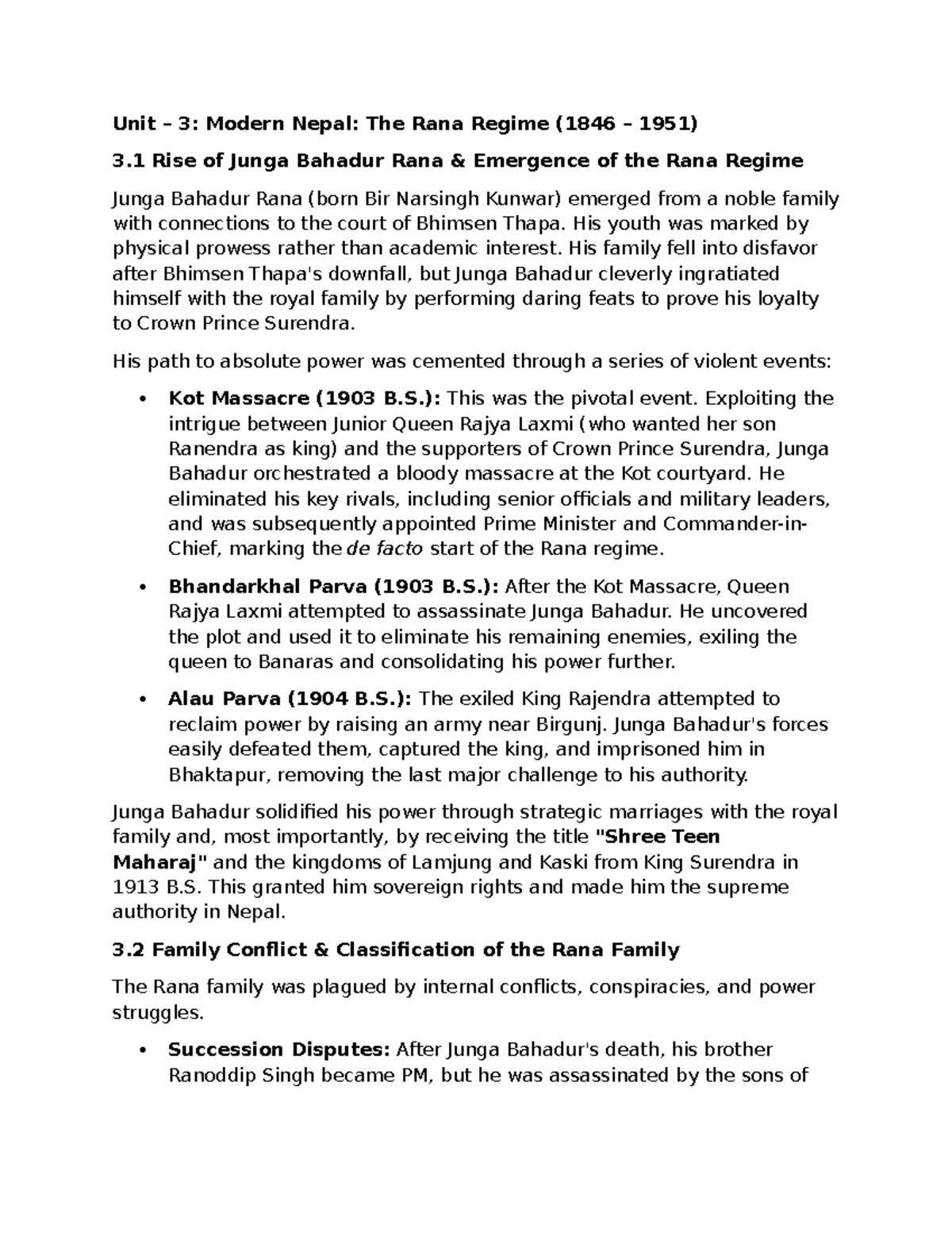 Unit 3: Modern Nepal - The Rana Regime (1846-1951) Overview and Key ...