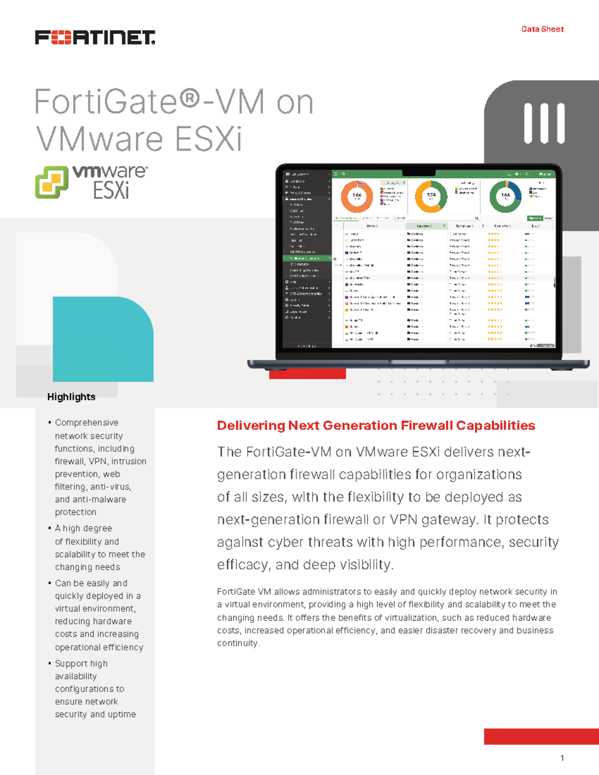 FortiGate-VM on VMware ESXi: Next-Gen Firewall Capabilities Data Sheet ...