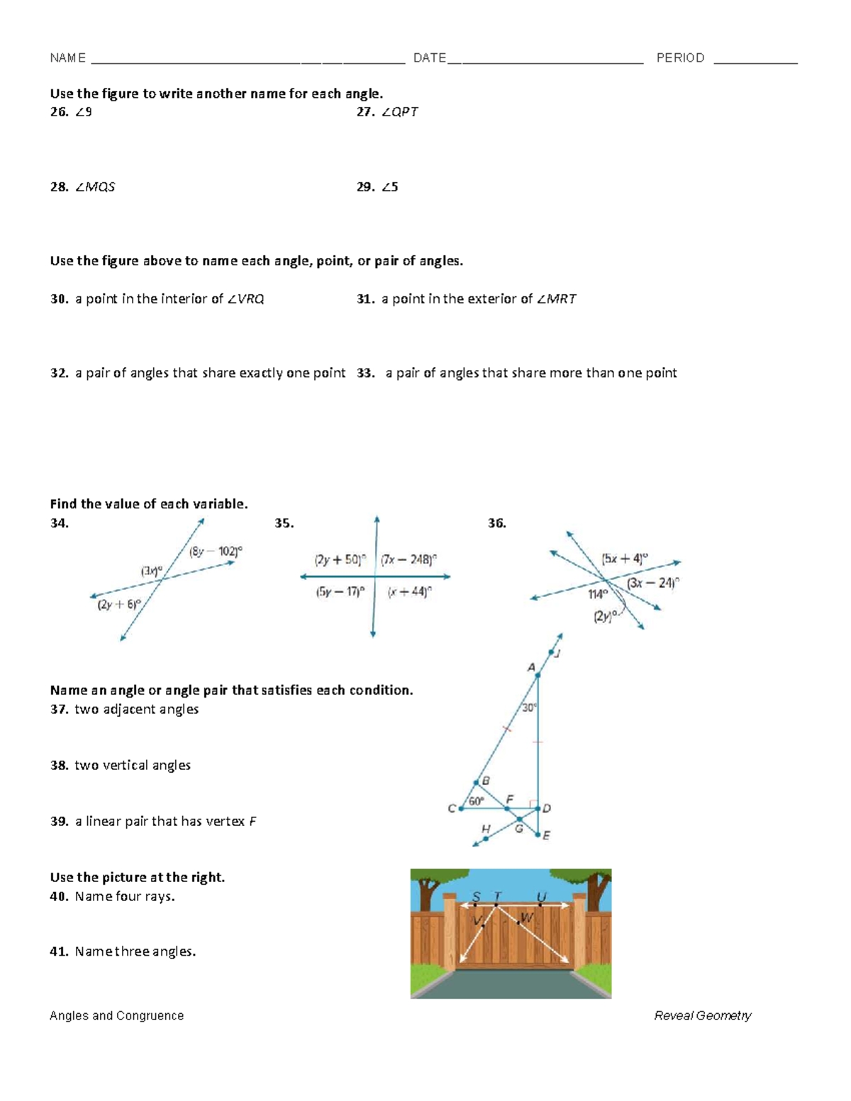 Geometry Review: Angles and Congruence (Pg. 72, 27-47 Odd) - Studocu