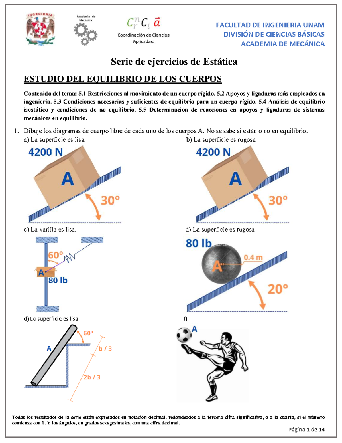 Ejercicios de Estática - Serie 5 - FACULTAD DE INGENIERIA UNAM - Studocu