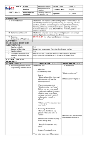 Lesson Planner-WPS Office - Lesson Planner PH (4As) Standard AI Smarter ...