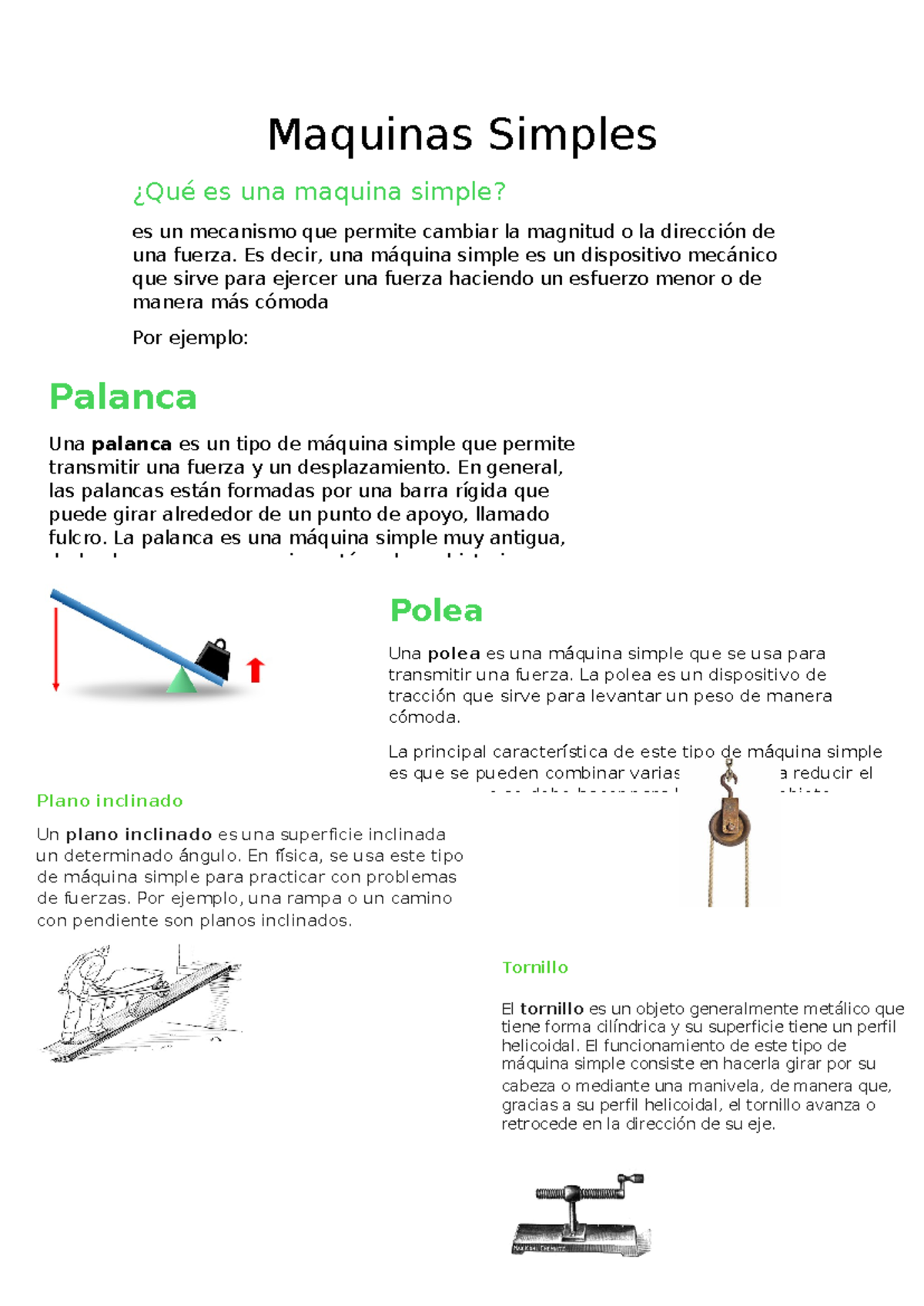 Maquinas simples - nlcge - Maquinas Simples ¿Qué es una maquina simple ...