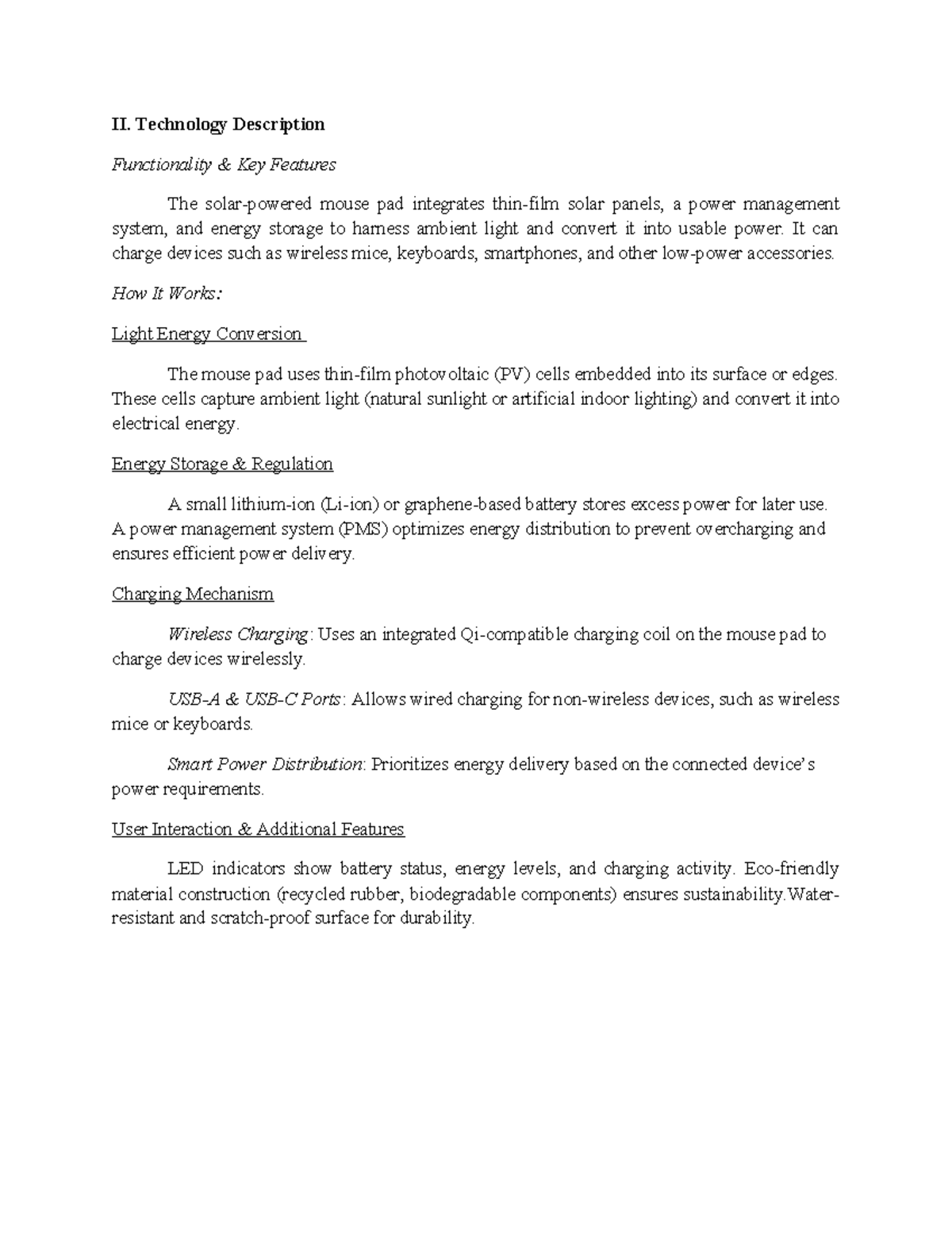 Techno Report - II. Technology Description Functionality & Key Features ...