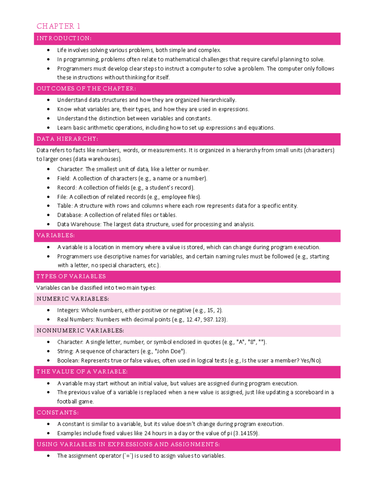 CATE 123 Data Structures and Problem Solving Overview - Studocu