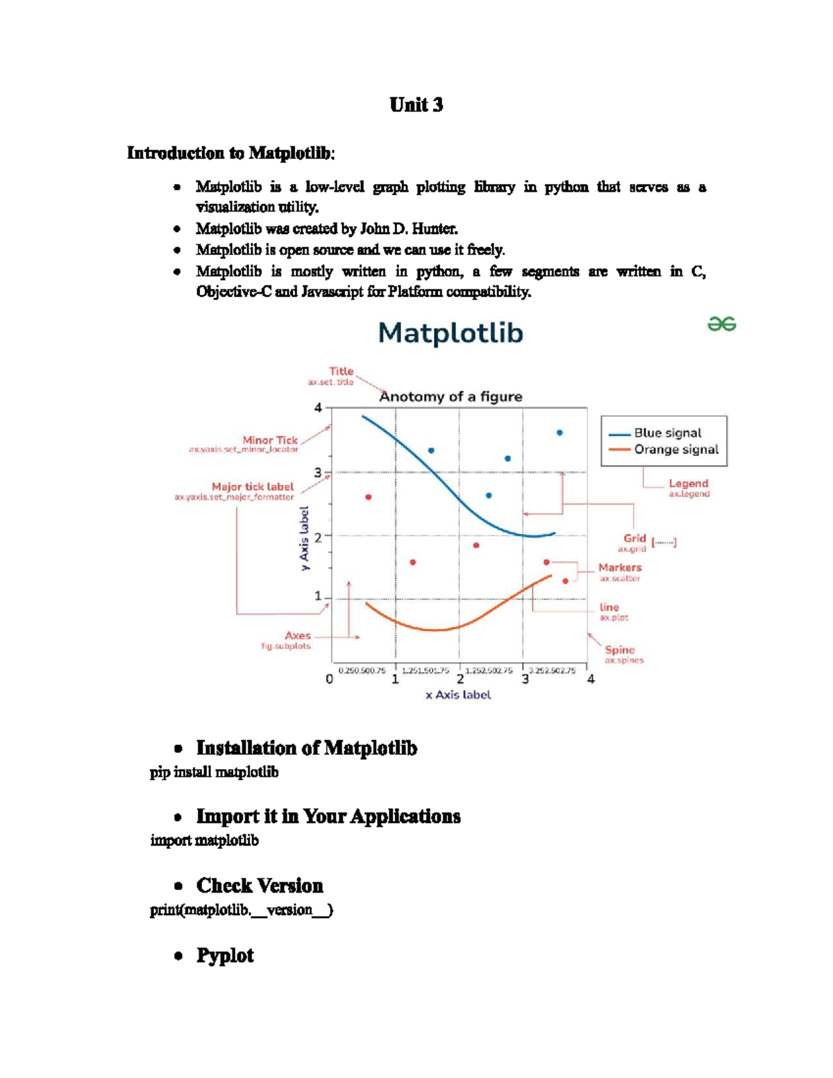 Unit 3: Introduction to Matplotlib - Visualization Techniques in Python - Studocu