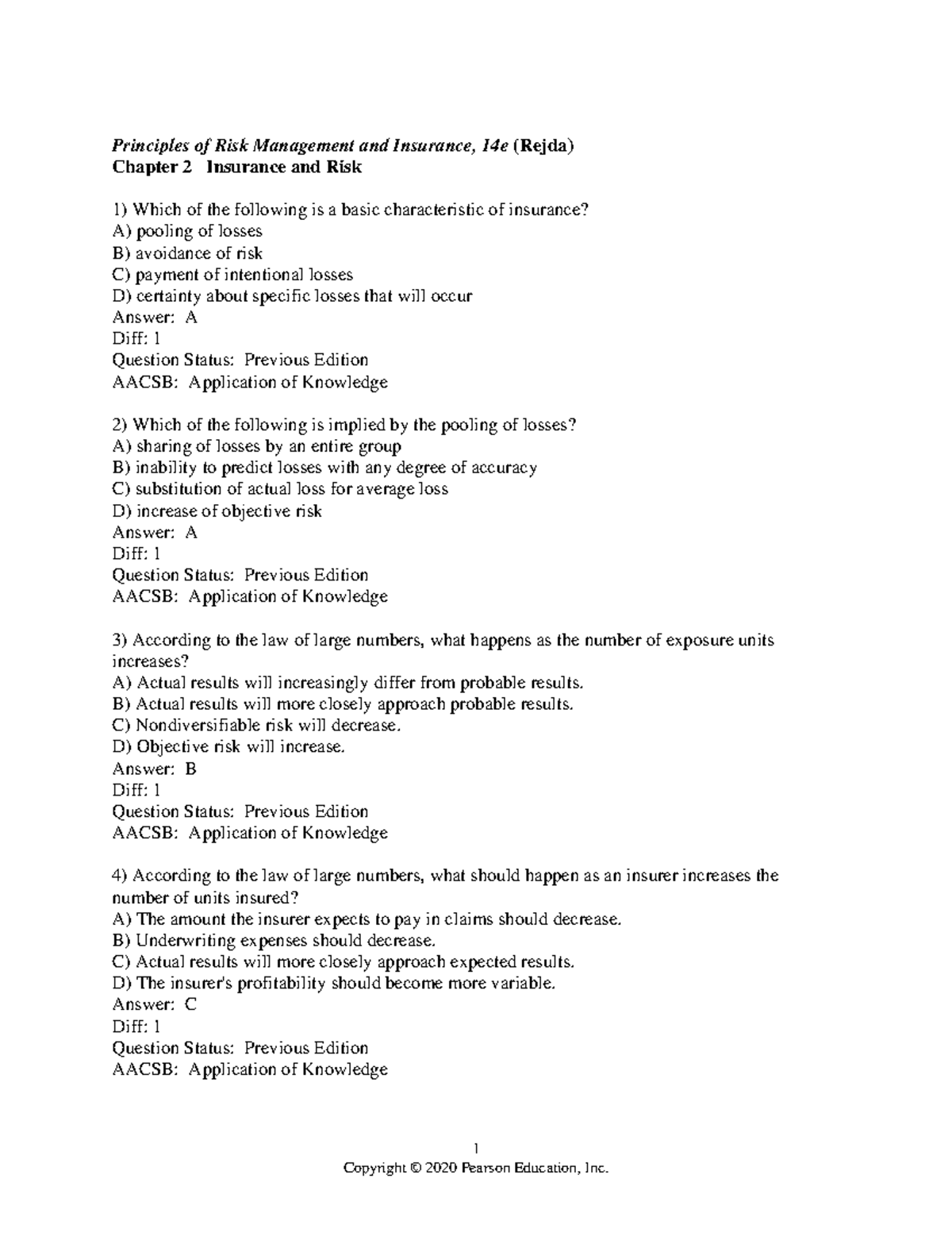 Principles of Risk Management and Insurance, 14e (Rejda) Chapter 2 ...