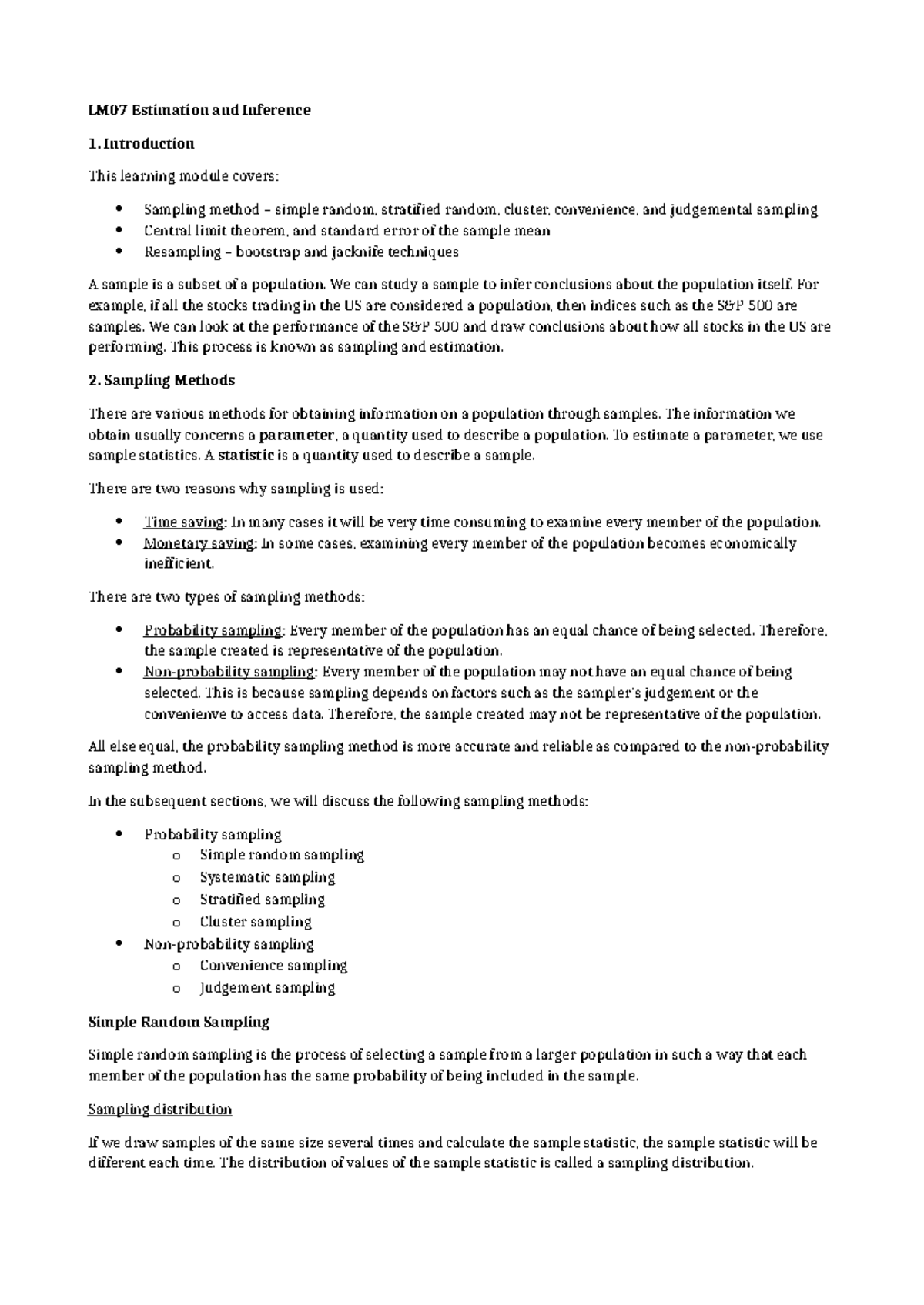LM07 Estimation and Inference - LM07 Estimation and Inference Introduction This learning module ...