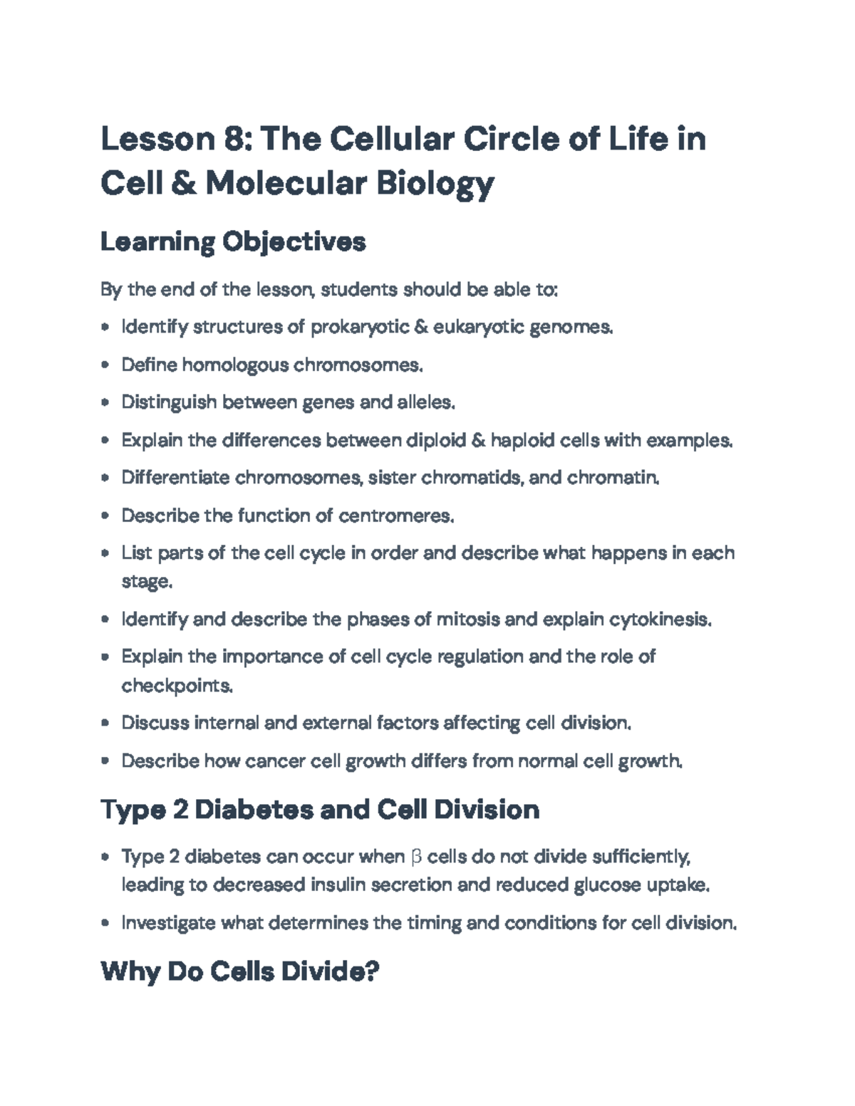 Cell & Molecular Biology: Lesson 8 - The Cellular Cycle Explained - Studocu