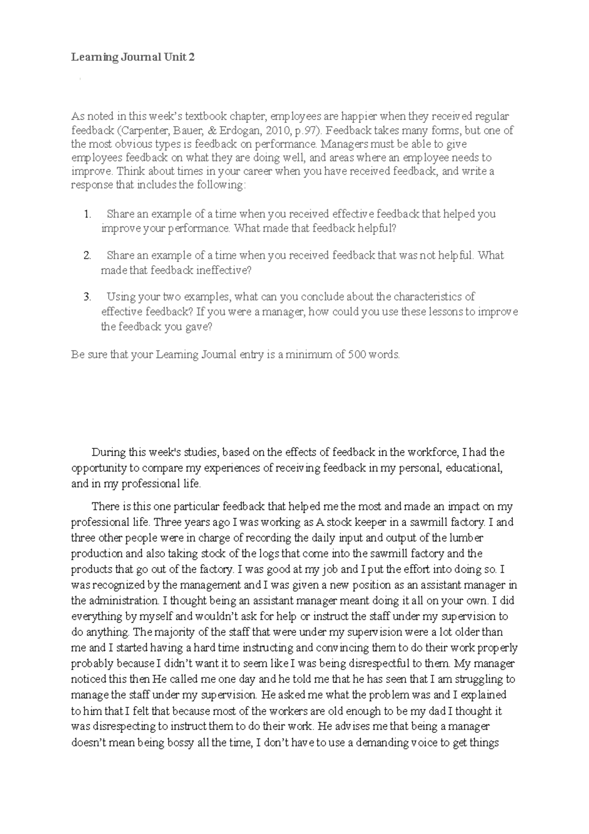BUS1101 Learning Journal Unit 2 - Learning Journal Unit 2 As noted in ...
