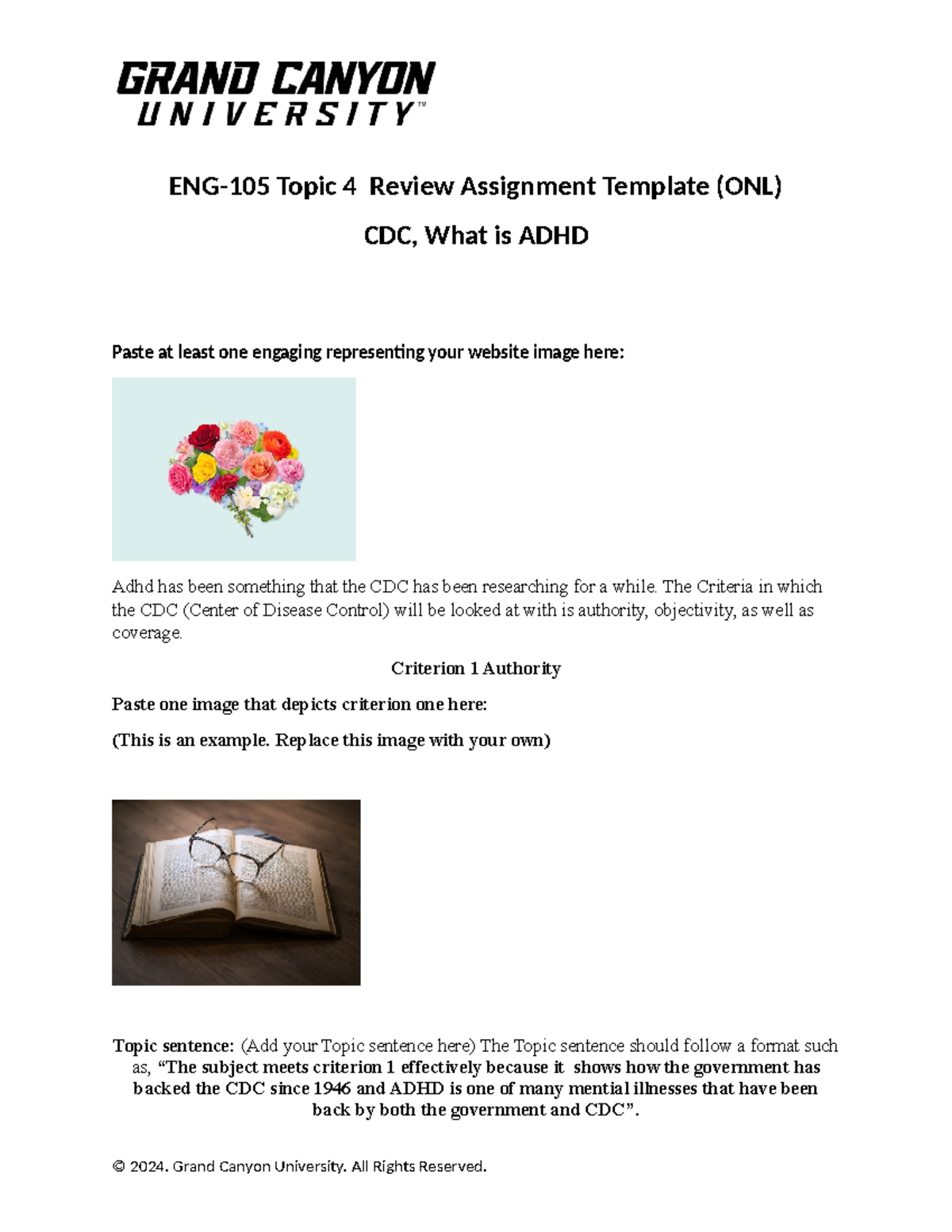 ENG-105ONL-T4-ADHD Evaluation Review Assignment Template - Studocu