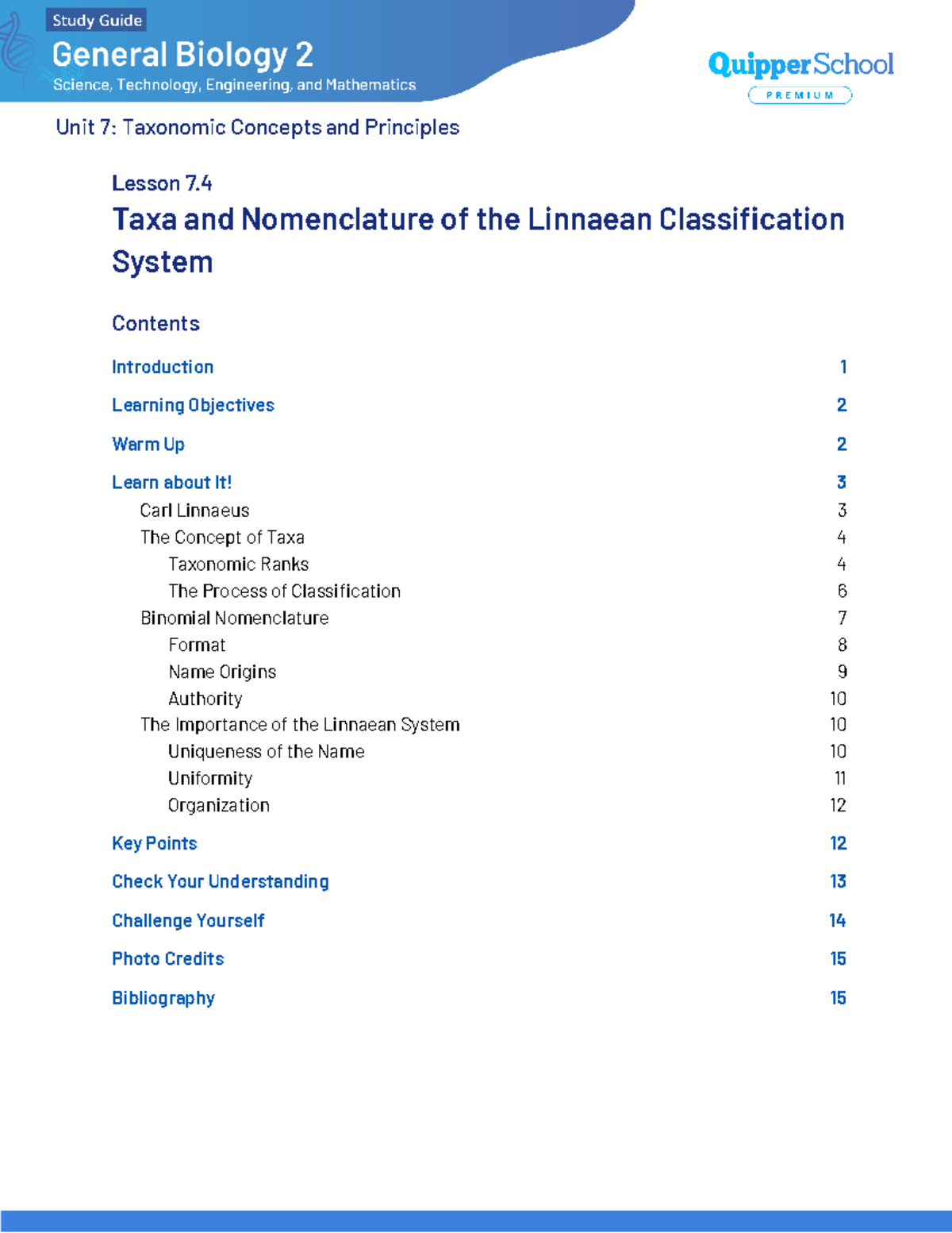 Lesson 7.4 Taxa and Nomenclature of the Linnaean Classification System ...