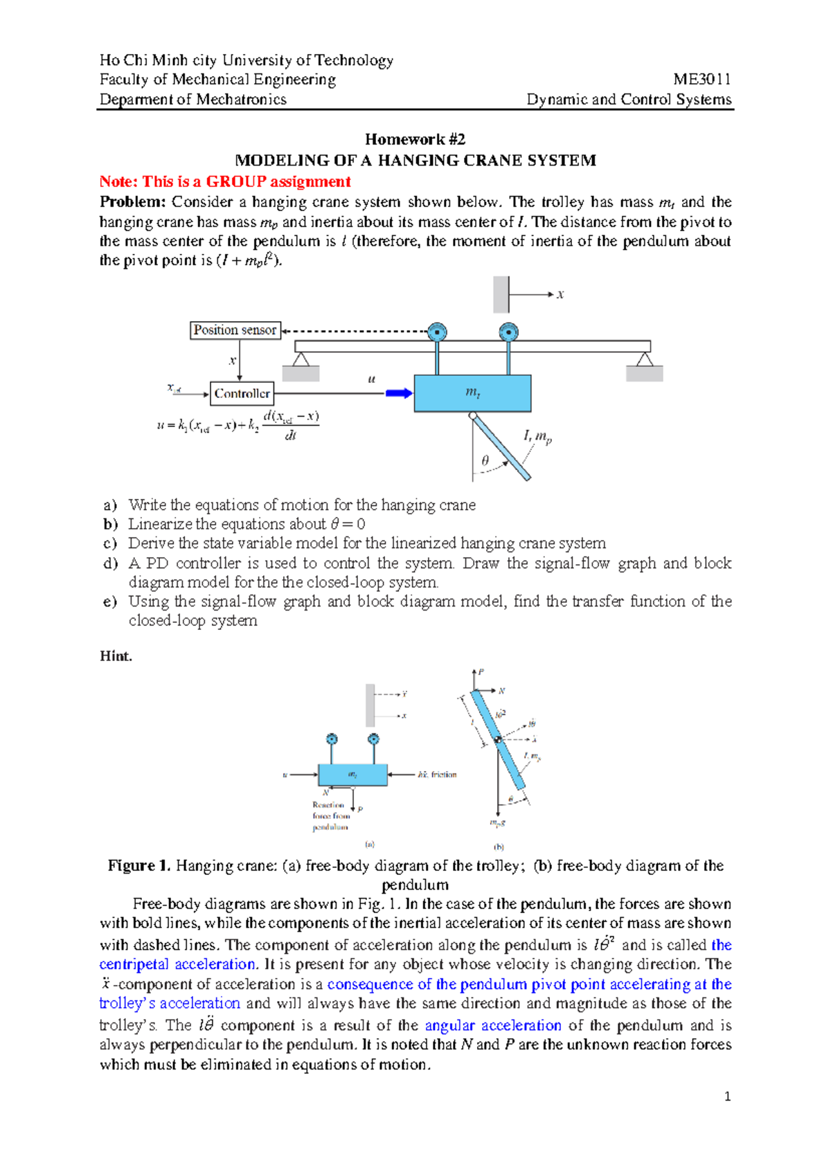 P E02 Homework #2: Modeling the Dynamics of a Hanging Crane System ...