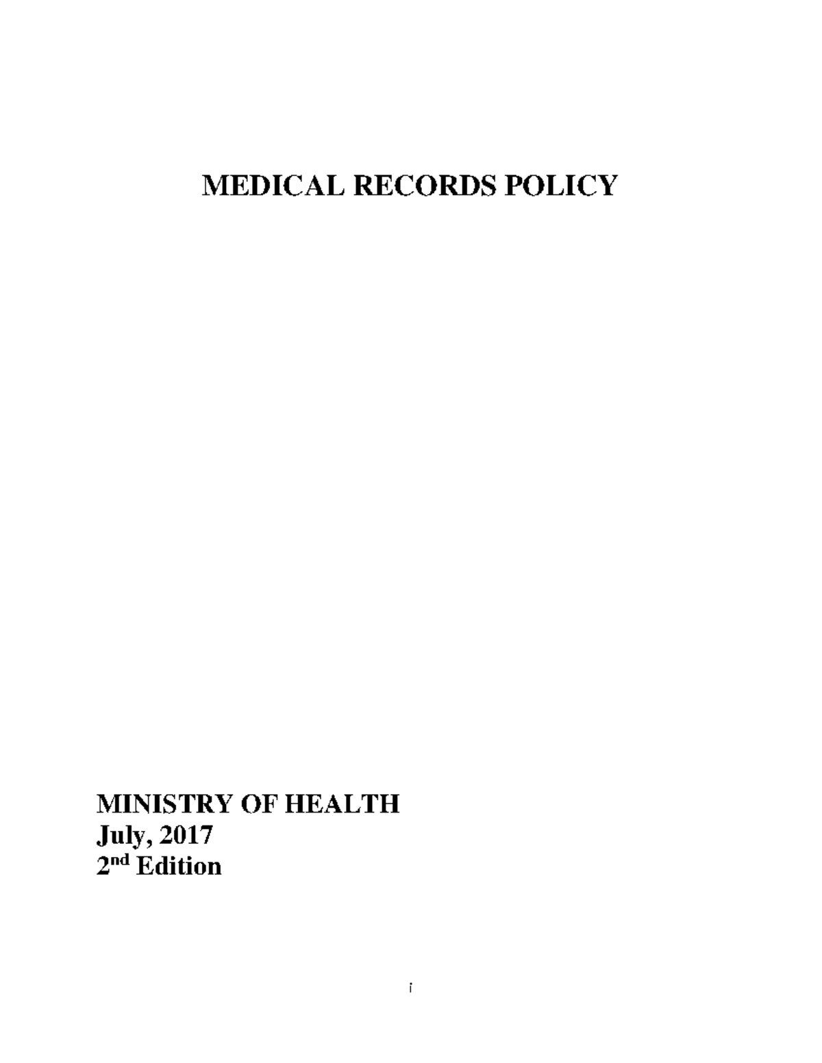 Medical Records Policy: Guidelines for Management and Implementation ...