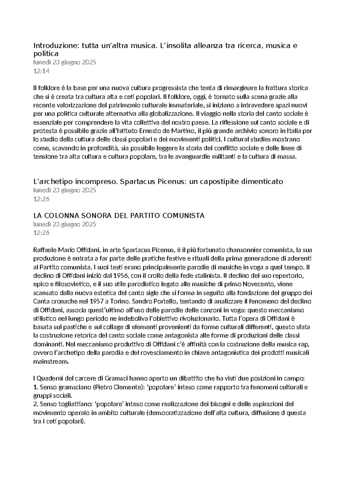 Contro Canto: Le Culture della Protesta dal Canto Sociale al Rap - Studocu