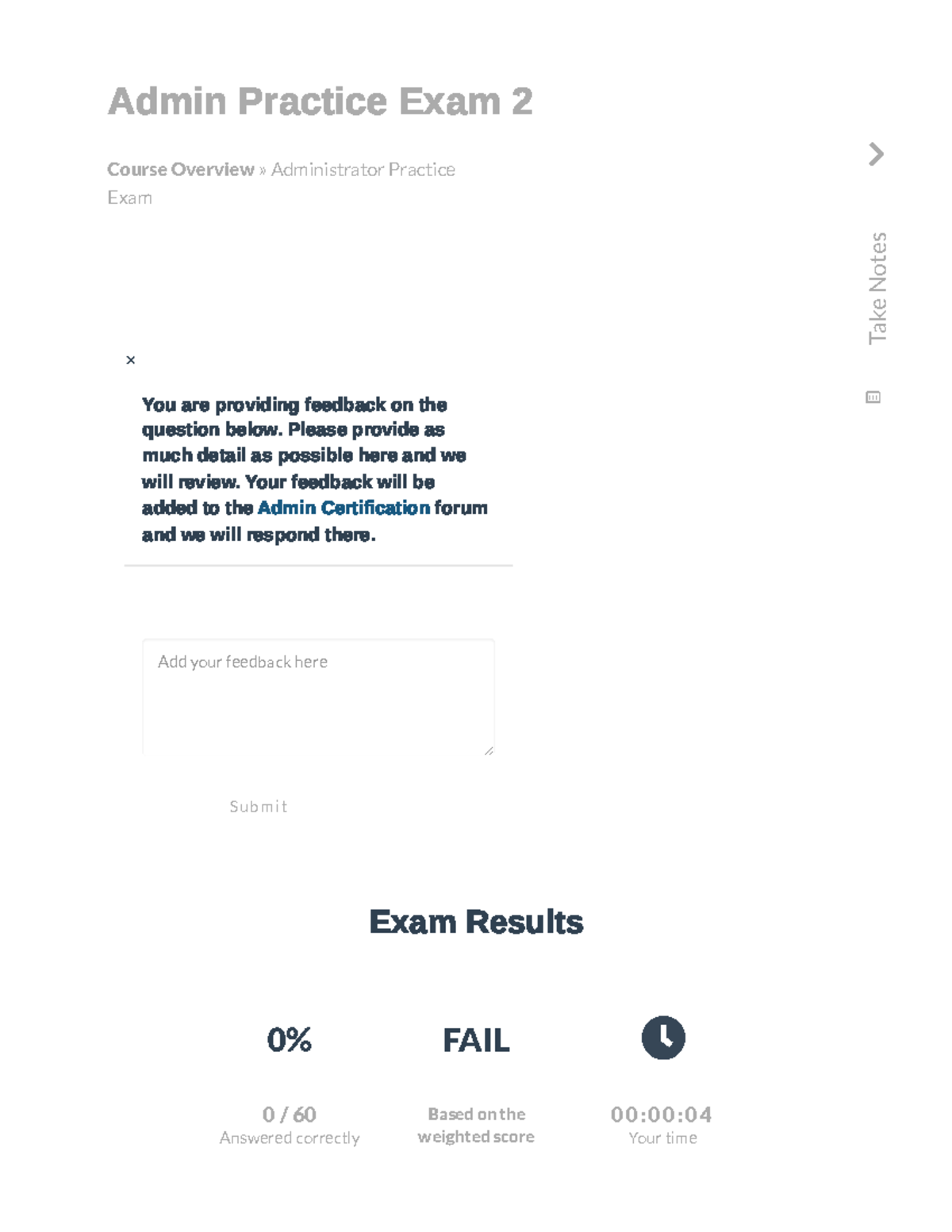 Admin Practice Exam 2 Feedback and Results Overview for Admin Cert ...
