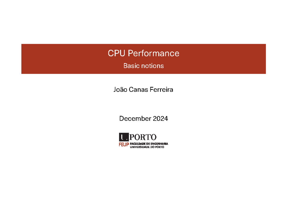 CPU Performance Fundamentals: Concepts & Equations (CS101) - Studocu