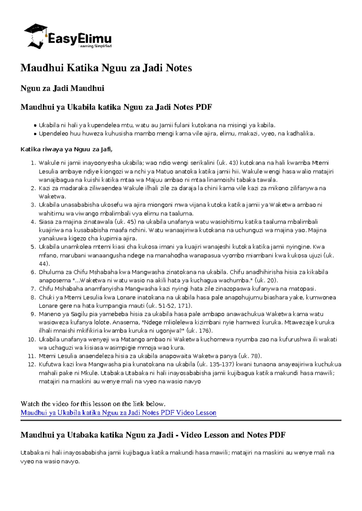 Maudhui Katika Nguu za Jadi: Mada za Uonevu, Ukabila na Ufisadi - 233 ...