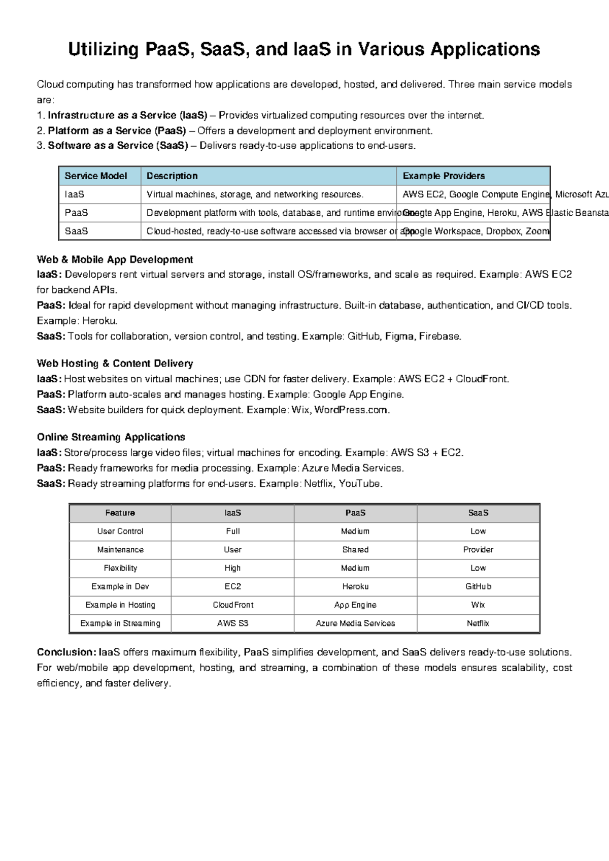 Cloud Computing Service Models: IaaS, PaaS, and SaaS Explained - Studocu
