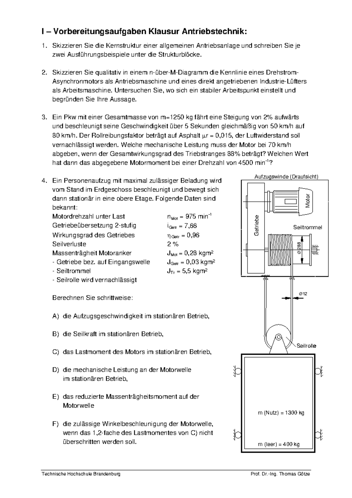 Vorbereitungsaufgaben zur Klausur Antriebstechnik 2023 - TH Brandenburg ...