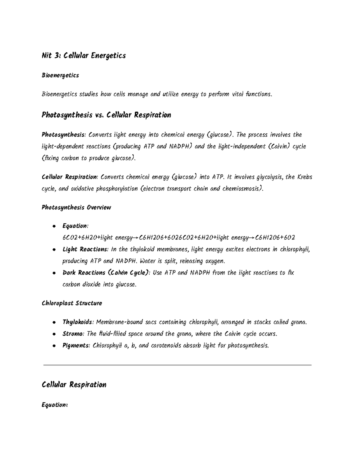 BIO 101 - Unit 6 Review: Cellular Energetics Insights on Photosynthesis ...