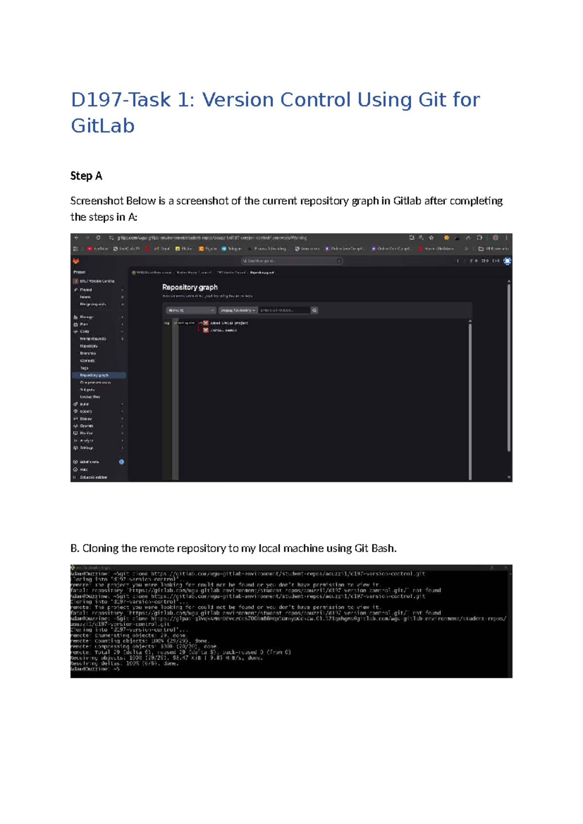D197: Version Control Using Git for GitLab - Step-by-Step Guide - Studocu