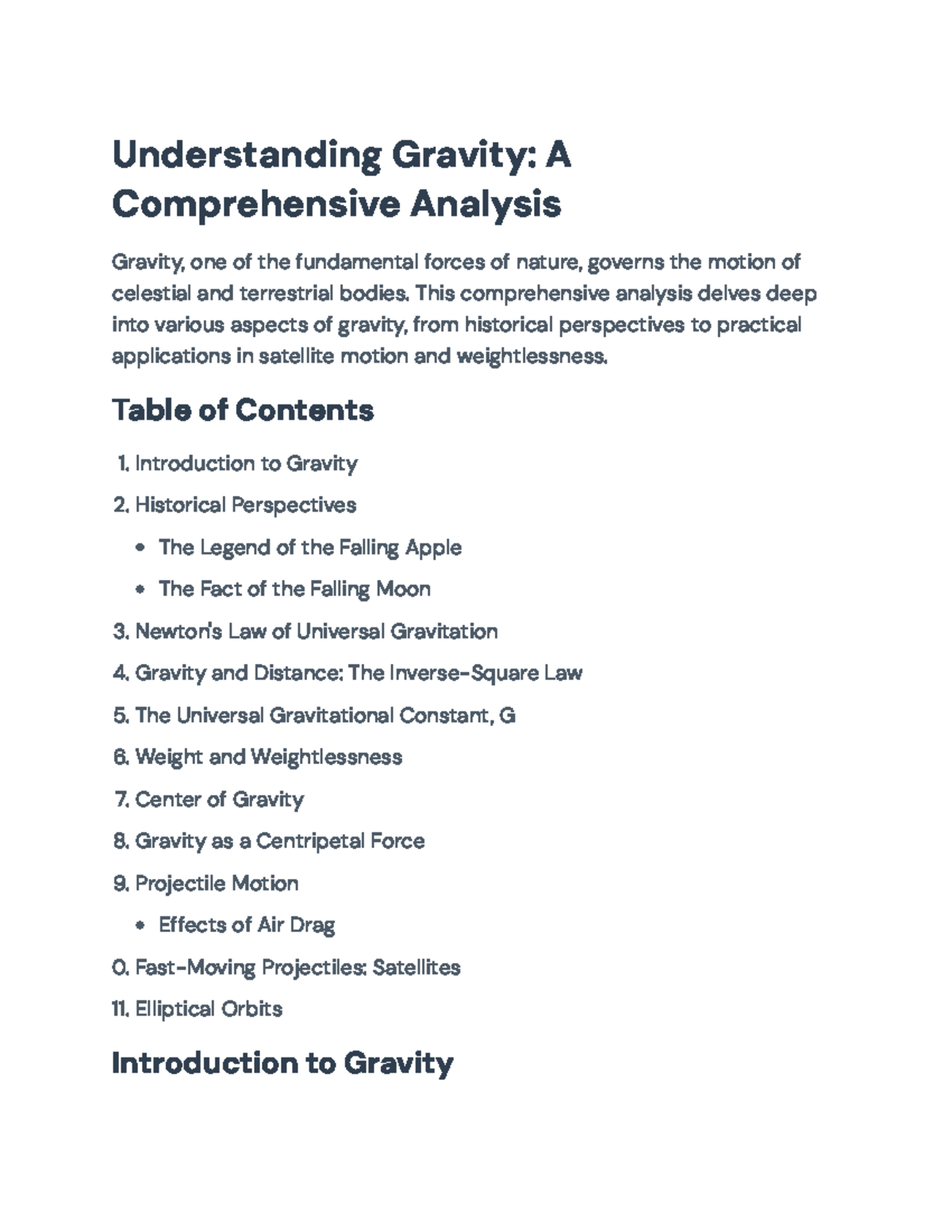 Understanding Gravity: A Comprehensive Analysis of Its Principles ...