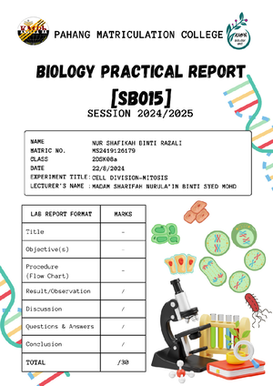 Pre-Lab Module SB025 2024 2025 - PRE- LAB MODULE SB BIOLOGYBIOLOGY LAB ...