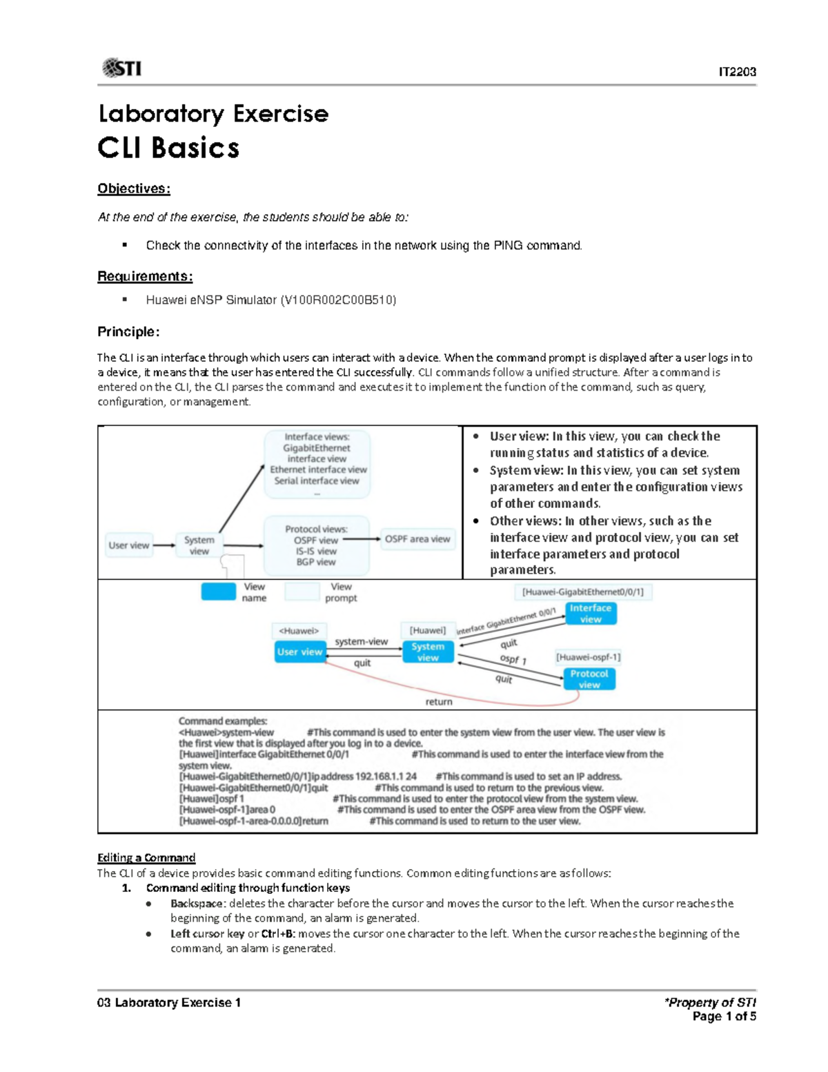 03 Laboratory Exercise 1: Mastering CLI & PING with Huawei eNSP - Studocu