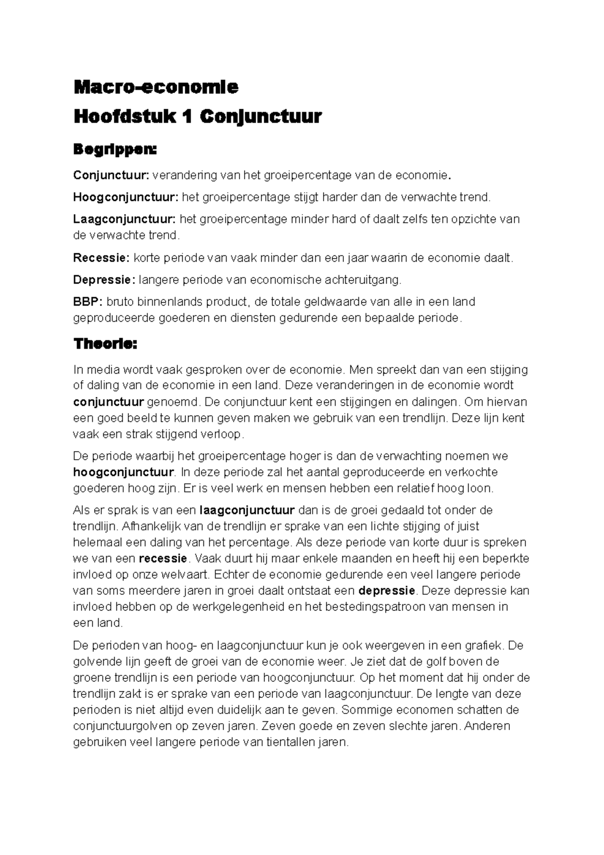 Lesbrief Macro-economie: Hoofdstuk 1 & 4 - Conjunctuur en Overheid ...
