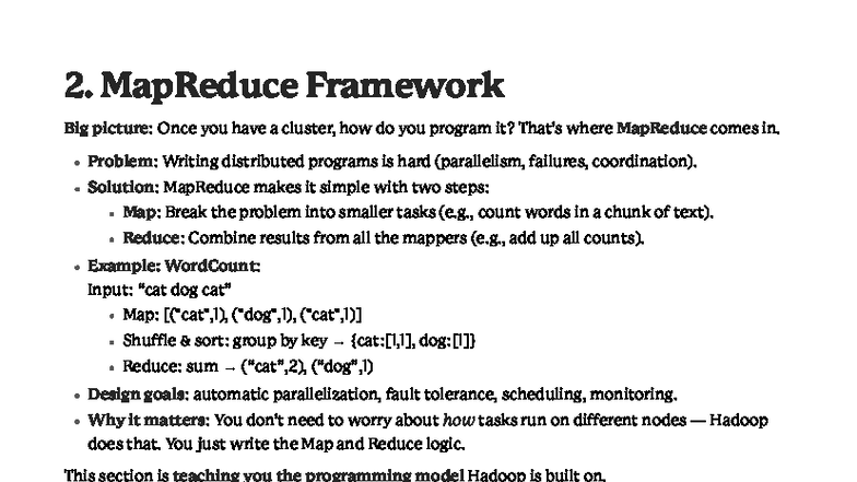 2. MapReduce Framework: Programming Model Overview - Studocu