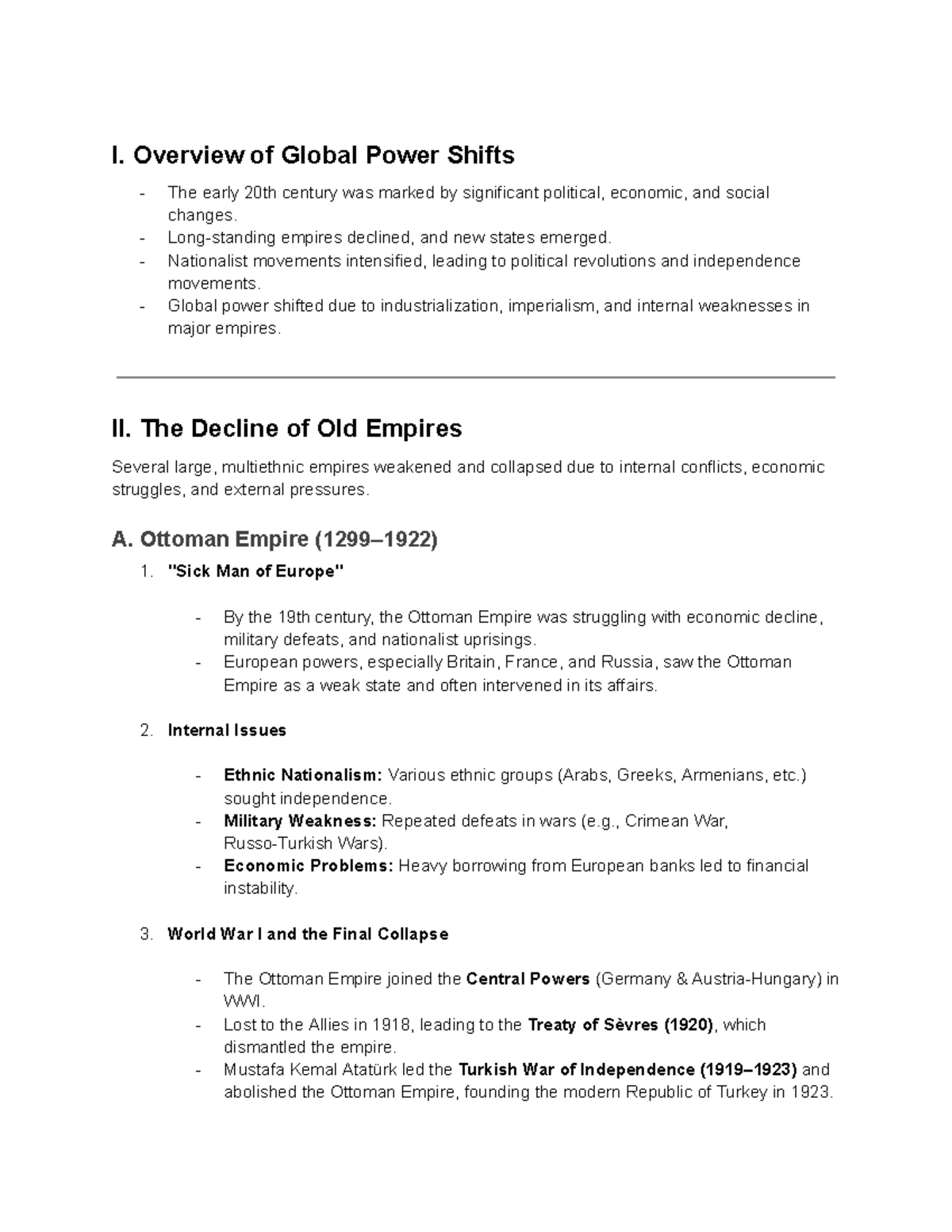 7.1 - Shifting Power After 1900 - I. Overview of Global Power Shifts ...