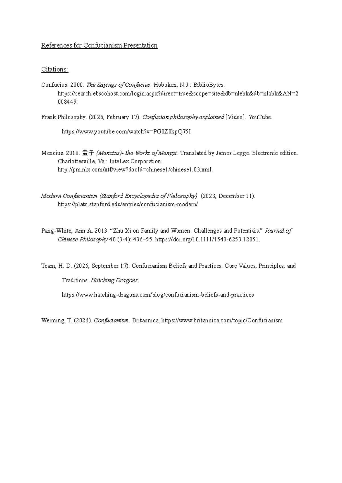 Confucianism References - References for Confucianism Presentation ...