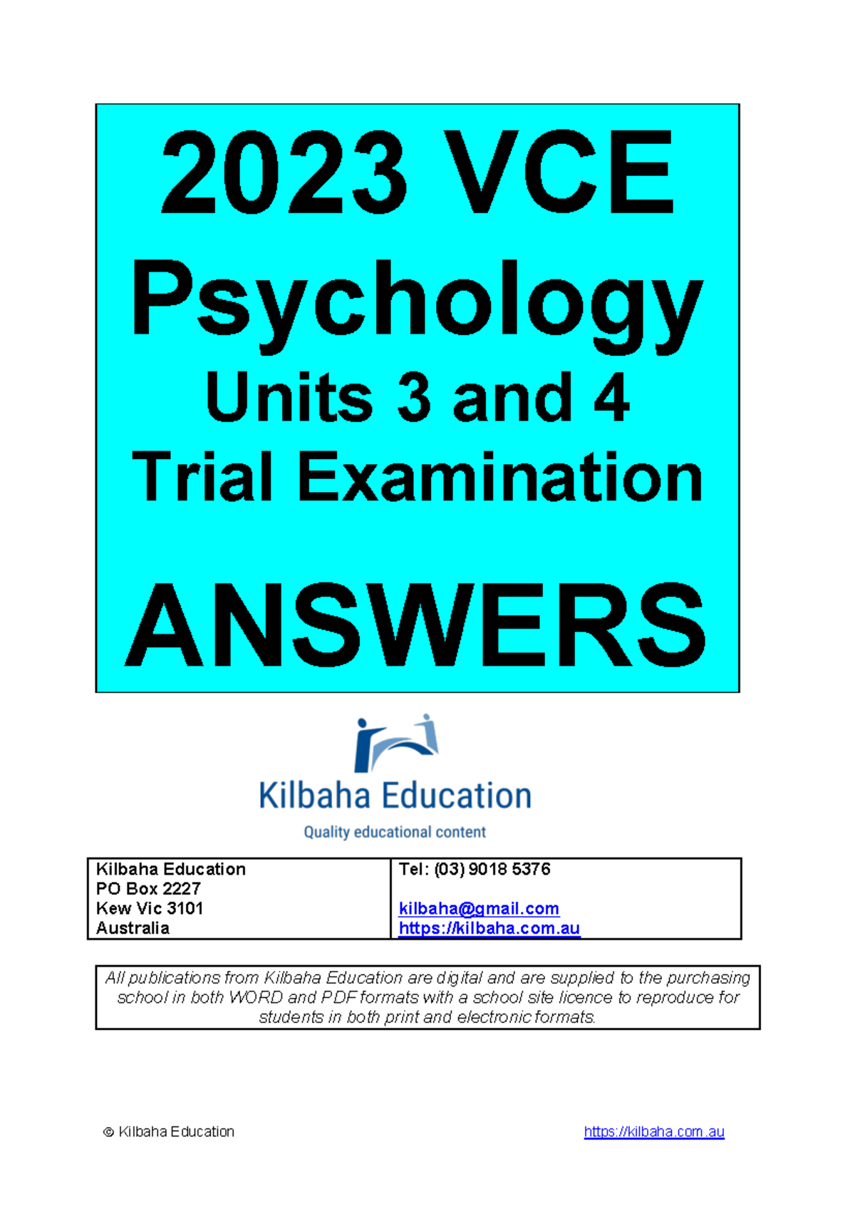 2023 VCE Psychology Units 3 and 4 Trial Exam Answers - Studocu