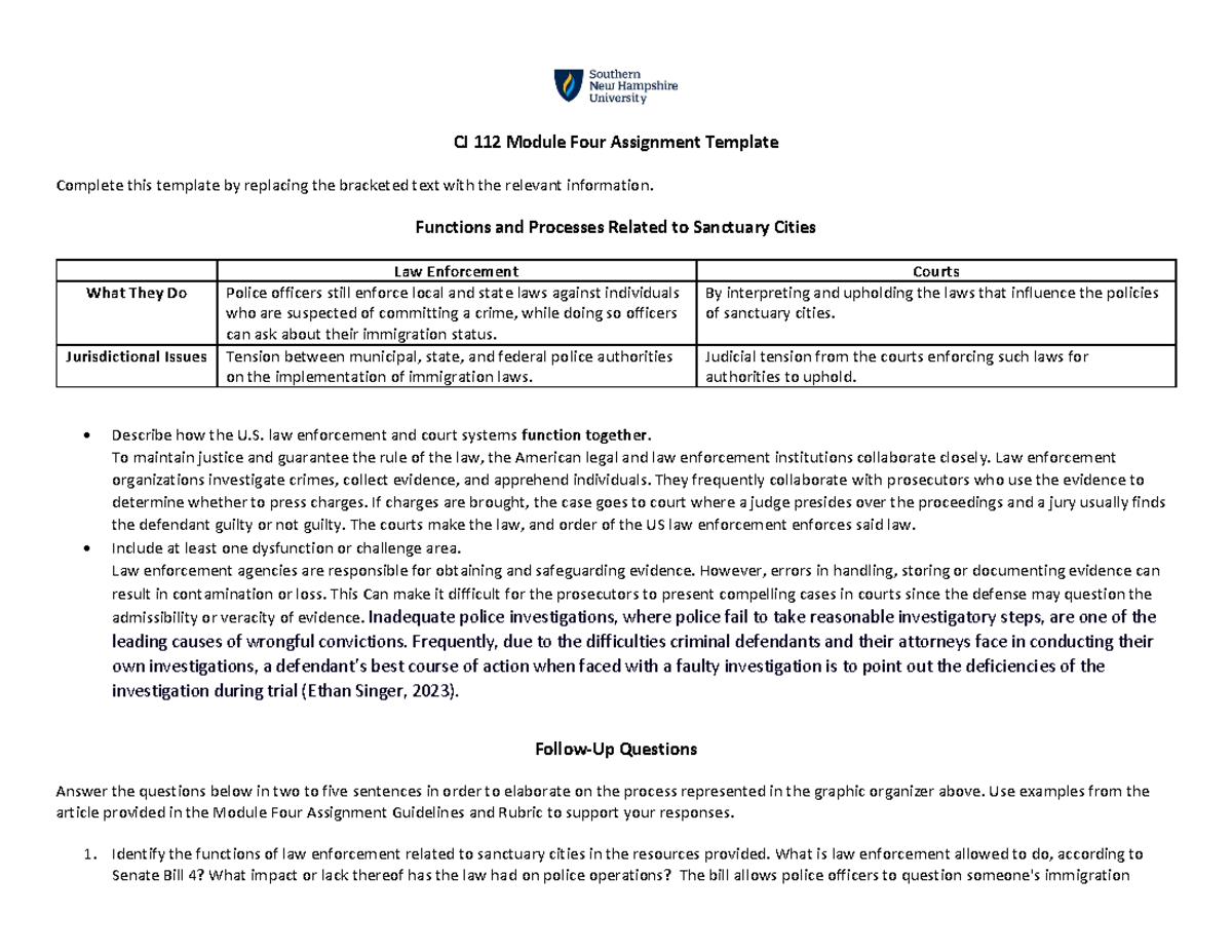 CJ 112 Module Four Assignment Template - CJ 112 Module Four Assignment ...