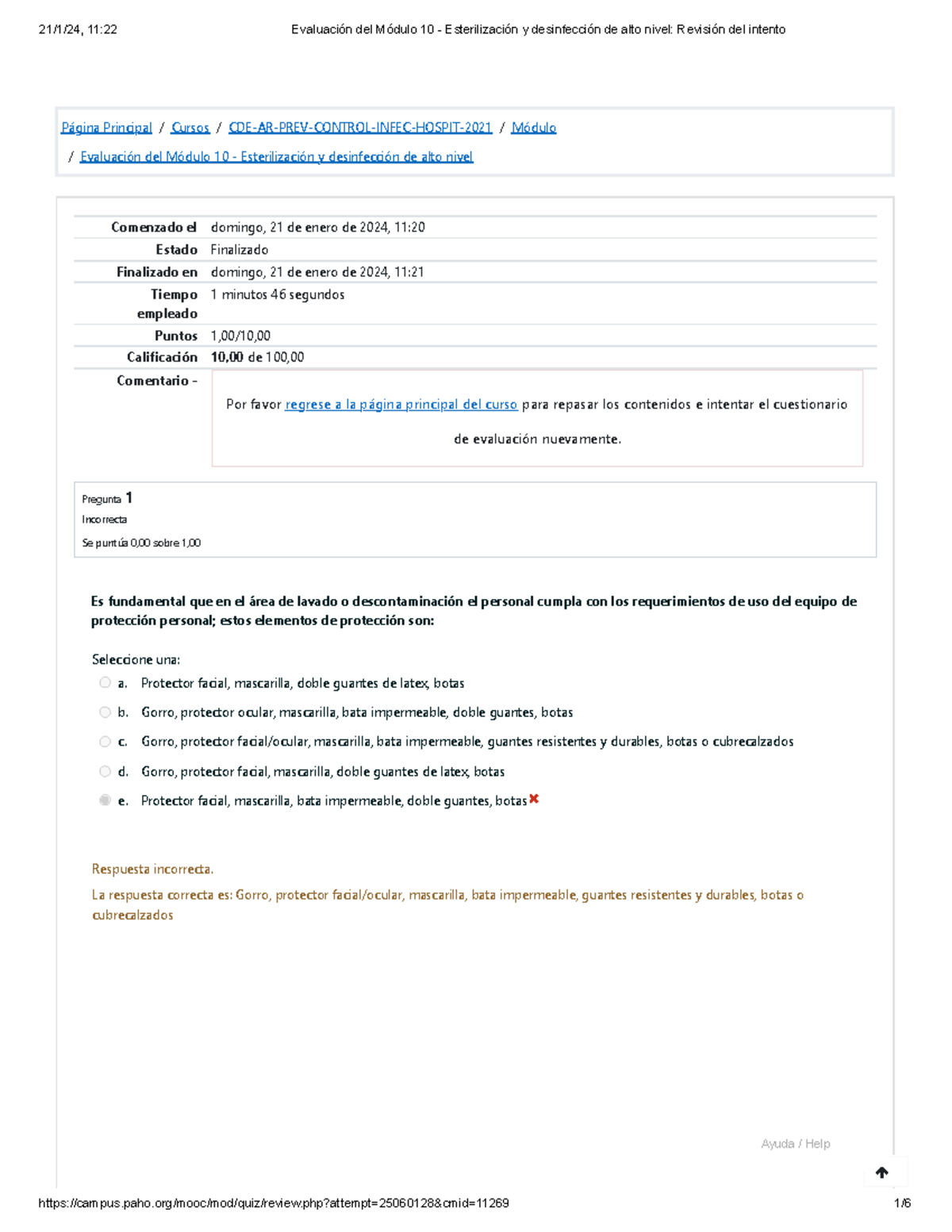700428936 Evaluación del Módulo 10: Esterilización y Desinfección - Studocu