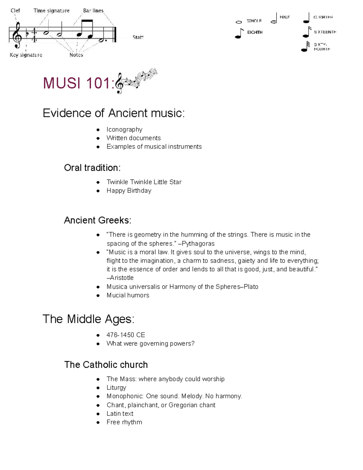 MUSI 101: Overview of Music History from Ancient to Baroque Periods ...