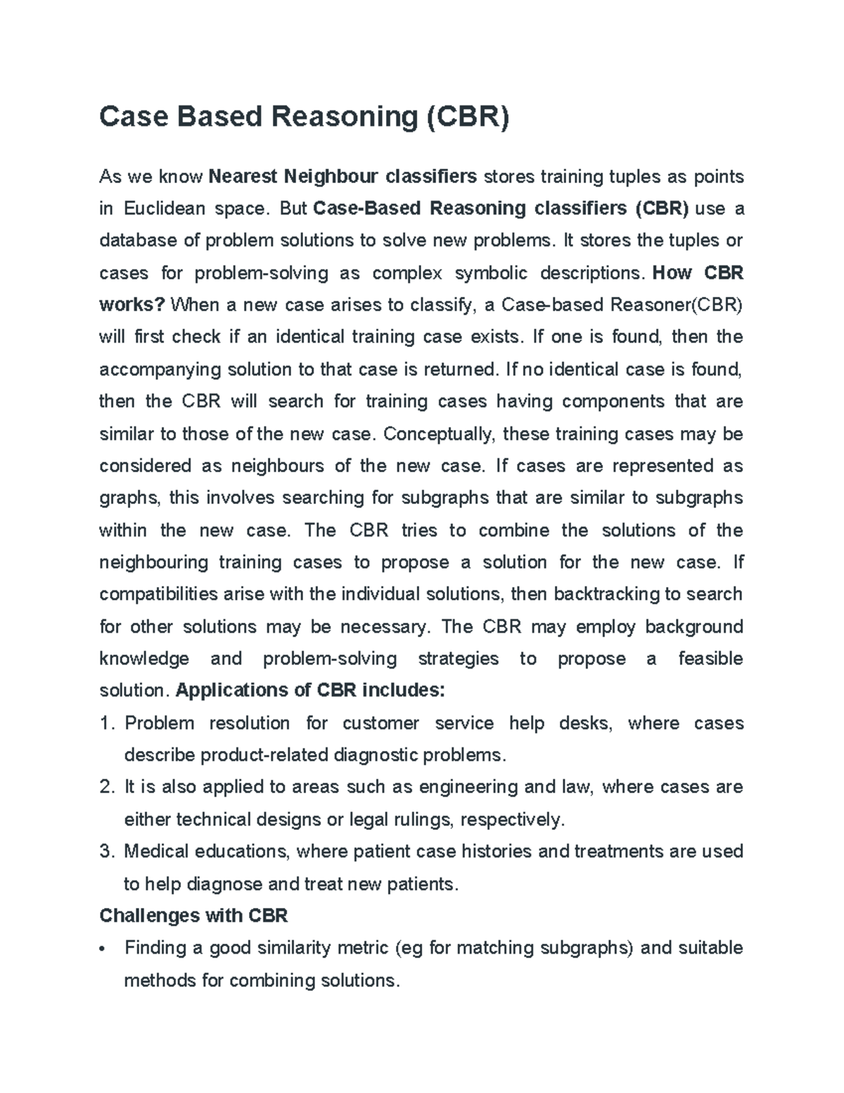 Case Based Reasoning - ....................................... - Case ...