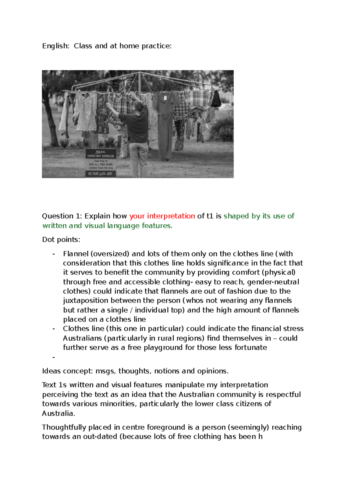 English: 2024 WACE Practice Writing on Visual Language Features - Studocu