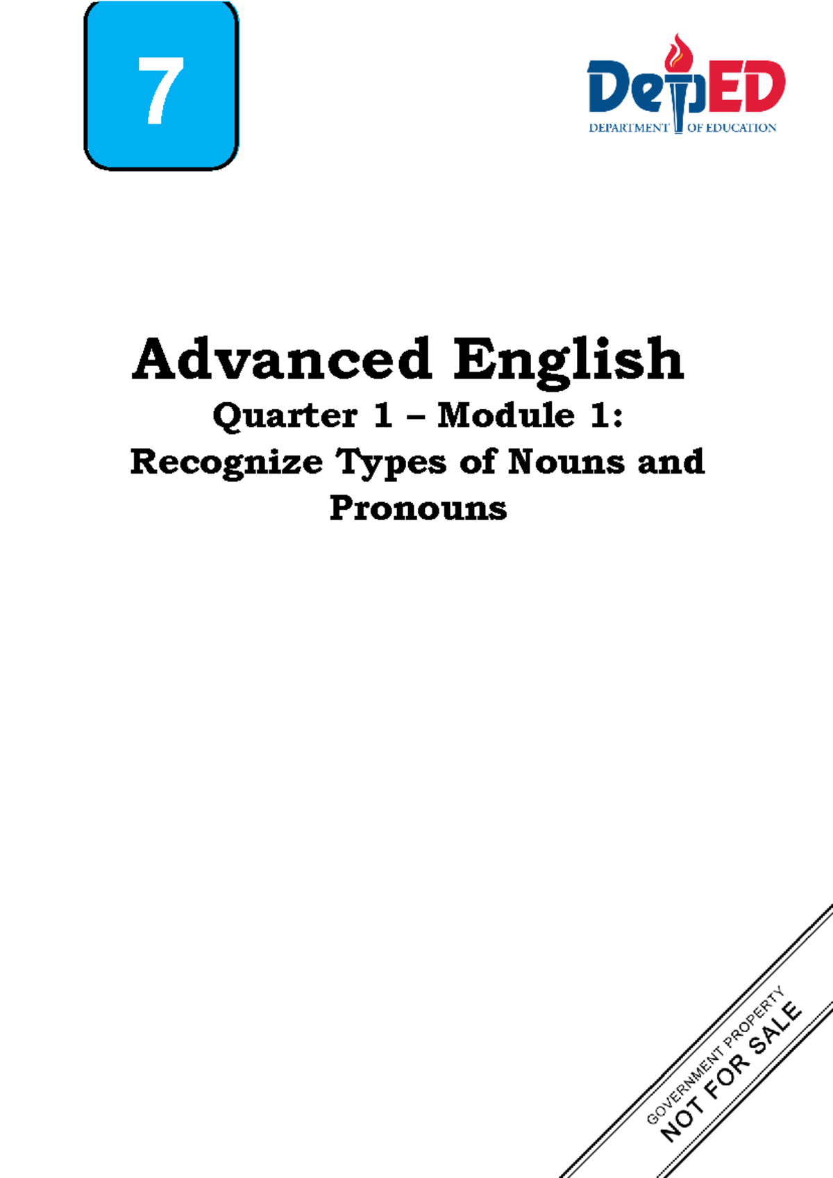 Special Program in Journalism-Advanced English 7-Quarter1Module1 - Studocu