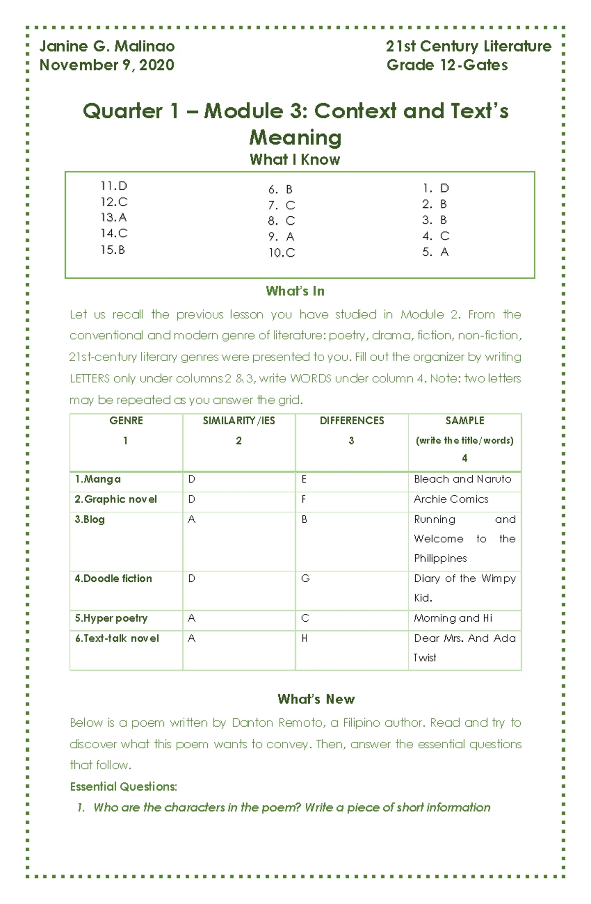 21st-Century-Lit Q1 Module 2-edited - 21 st Century Literature from the ...