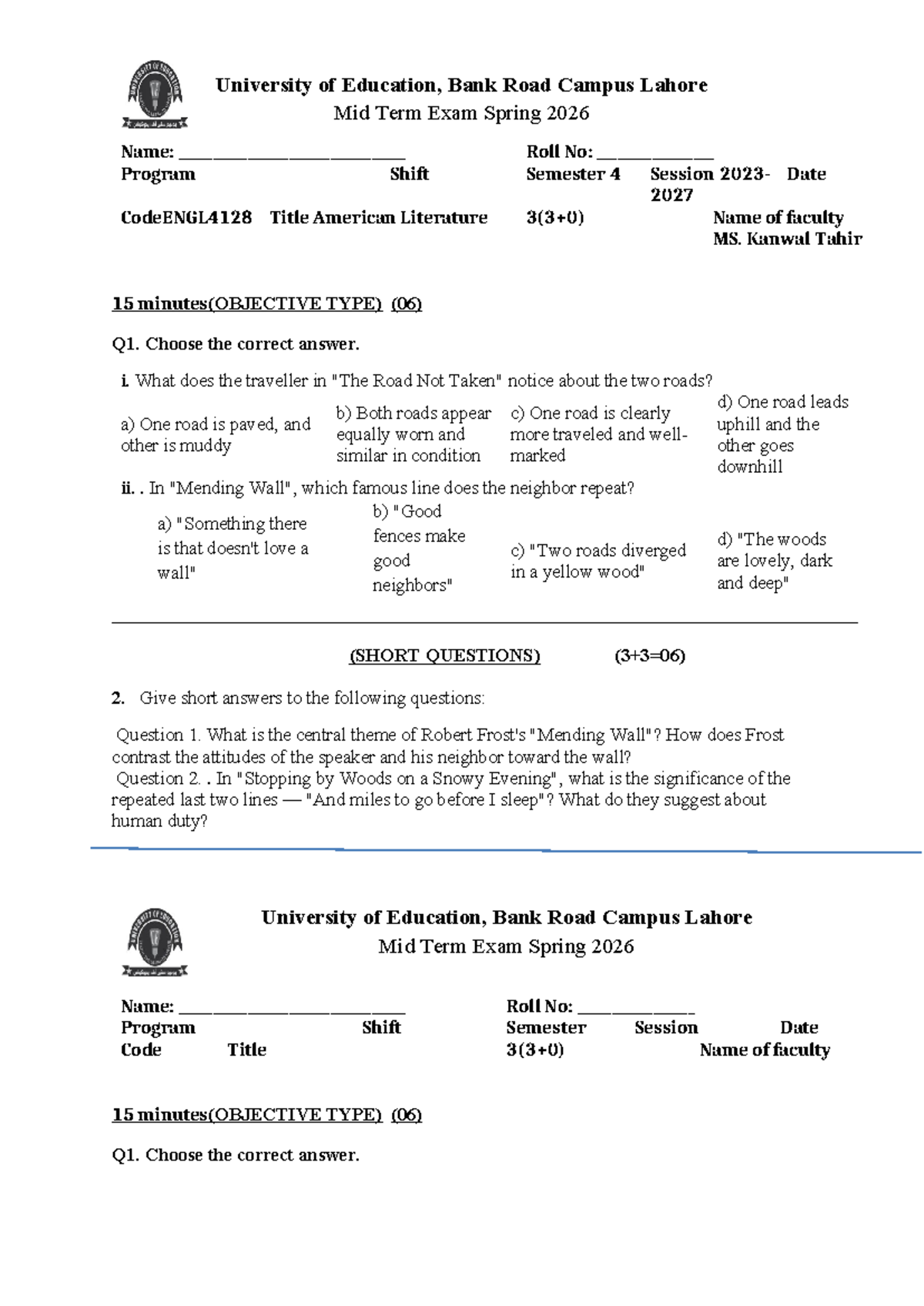 ENGL4128 Mid Term Exam: American Literature Spring 2026 - Studocu