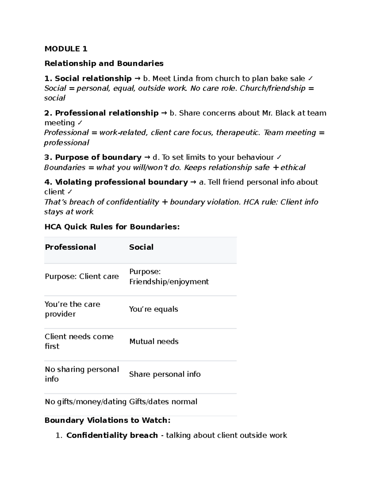 HCA 1033 Module 1: Relationships, Boundaries & Communication Skills ...