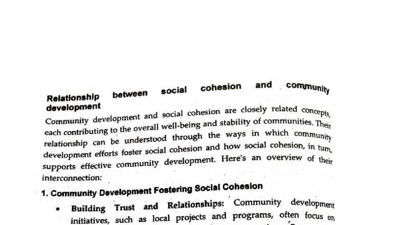Case Study: Community Development & Social Cohesion Analysis - Studocu