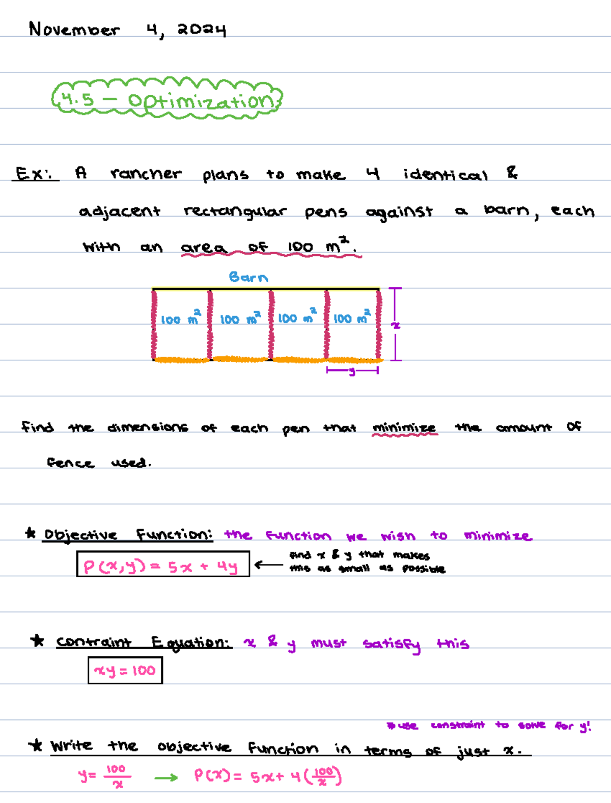 November 4, 2024 - Lecture Notes on Rectangular Pen Optimization - Studocu