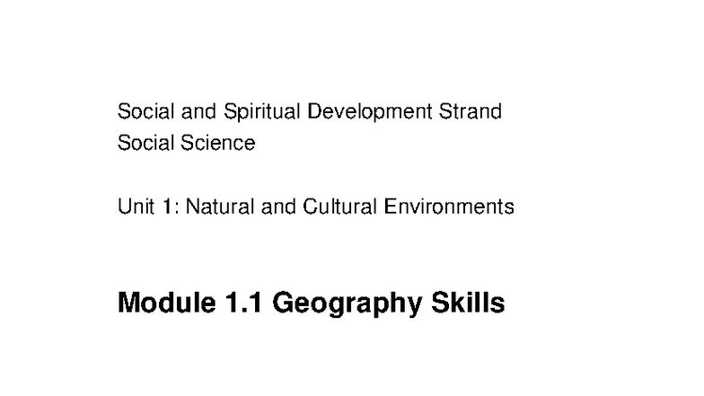 Geography Skills Module 1.1: Understanding Natural & Cultural ...